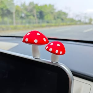 2pcs Small Mushroom Car Ornament,mushroom Car Dashboard Accessory ...