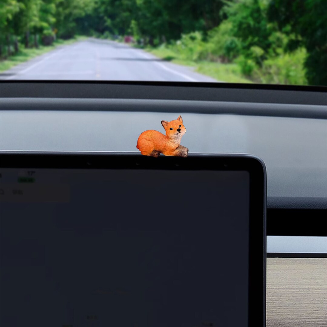 Mini Cute Fox Car Mirror Decor, Cute Fox Figurine, Kawaii Car Ornaments ...