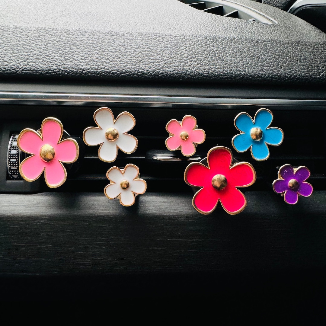 4pcs Cute Daisy Flower Car Vent Clip, Flower Car Freshener, Fashion Car ...