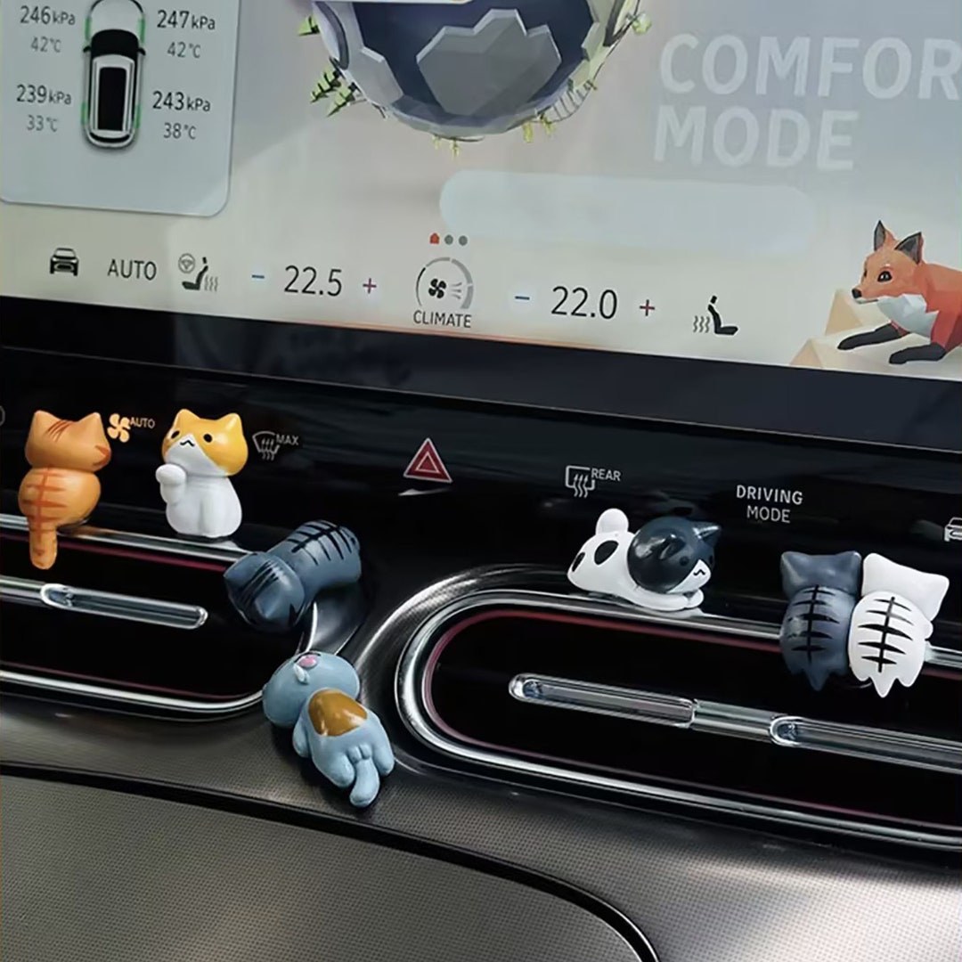Cute Mini Cat Ornaments, Kawaii Car Decor, Car Mirror Dashboard ...