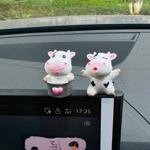 8PCS Cute Cow Car Rearview Mirror Ornament, Kawaii Car Dashboard Decor ...