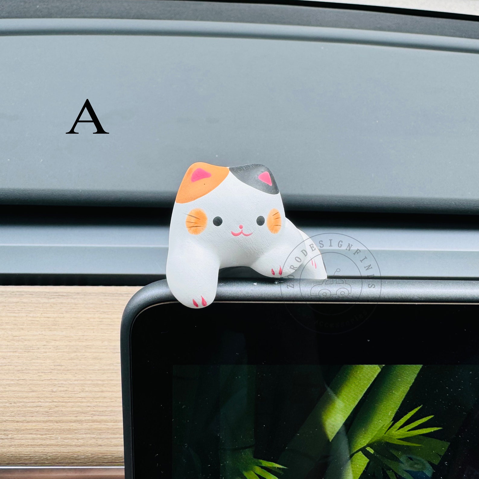 Cartoon Cat Car Review Mirror Decor, Cute Cat Figurine, Kawaii Car ...