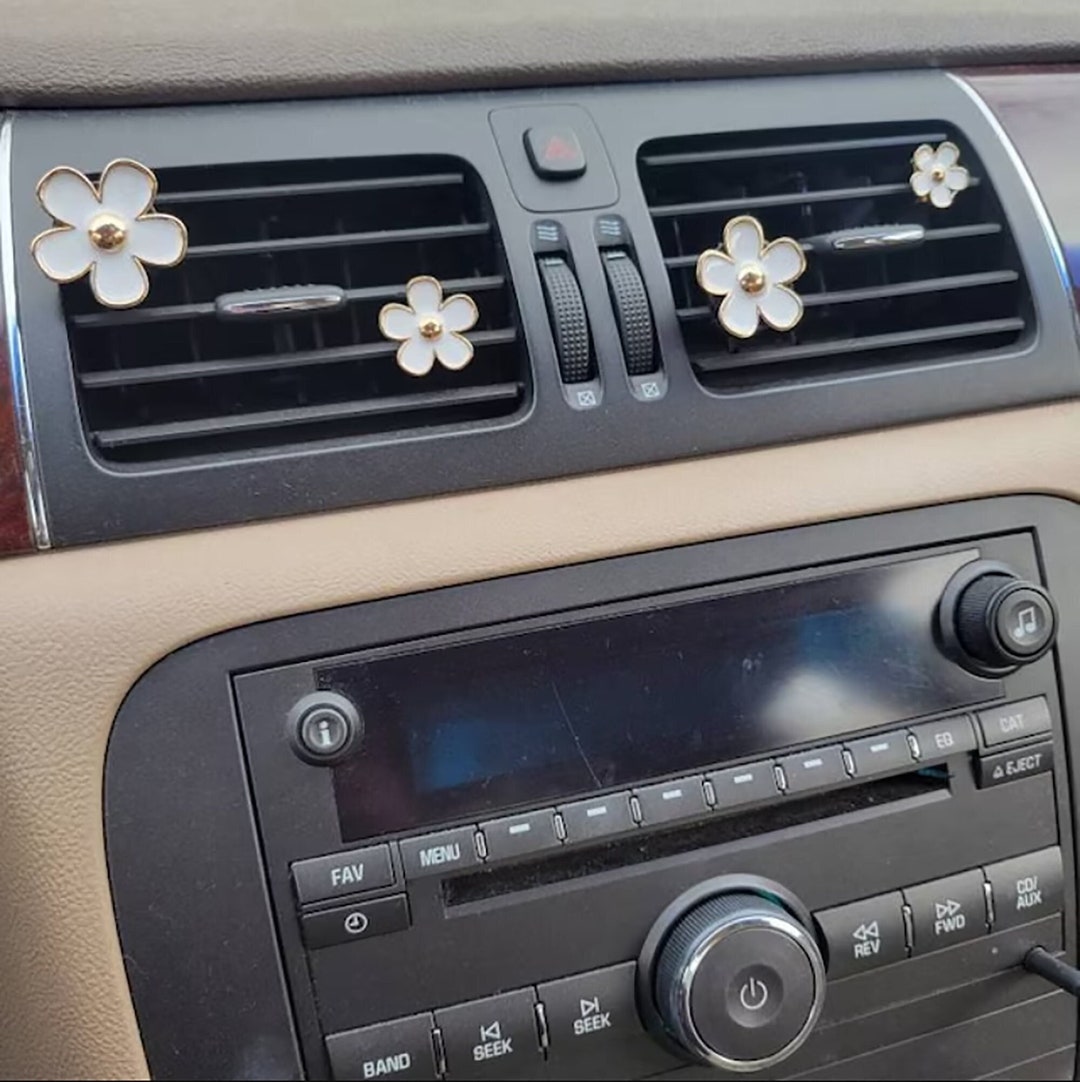 4pcs Cute Daisy Flower Car Vent Clip, Flower Car Freshener, Fashion Car ...