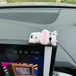 8PCS Cute Cow Car Rearview Mirror Ornament, Kawaii Car Dashboard Decor ...