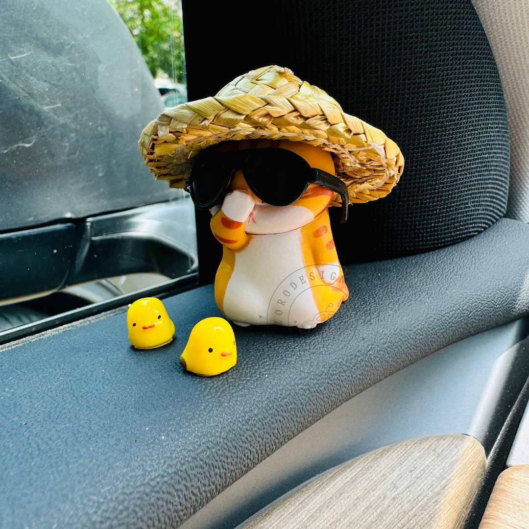 Cartoon Orange Cat Car Review Mirror Decor, Car Mirror Ornament, Cute ...