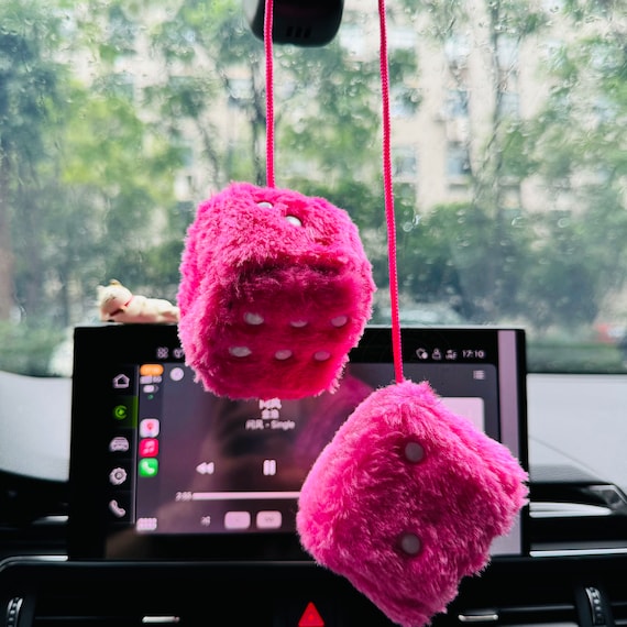 Retro Fuzzy Cute Dice Car Pendant Colorful Fuzzy Dice Car Mirror Hanging Car Rearview Mirror Hanging Car Hanging Decoration hanging Gifts Etsy