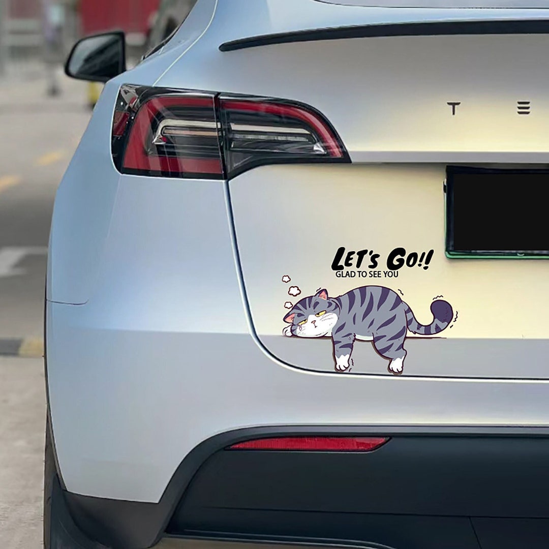 Cartoon Lying Cat Car Sticker Funny Cat Scratch Decals - Etsy