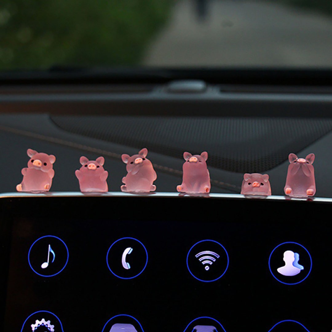 6PCS Pink Pigs Car Dashboard Decor, Cute Car Rearview Mirror ...