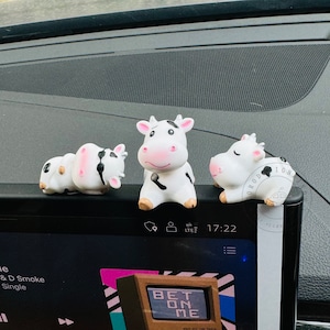 8PCS Cute Cow Car Rearview Mirror Ornament, Kawaii Car Dashboard Decor ...