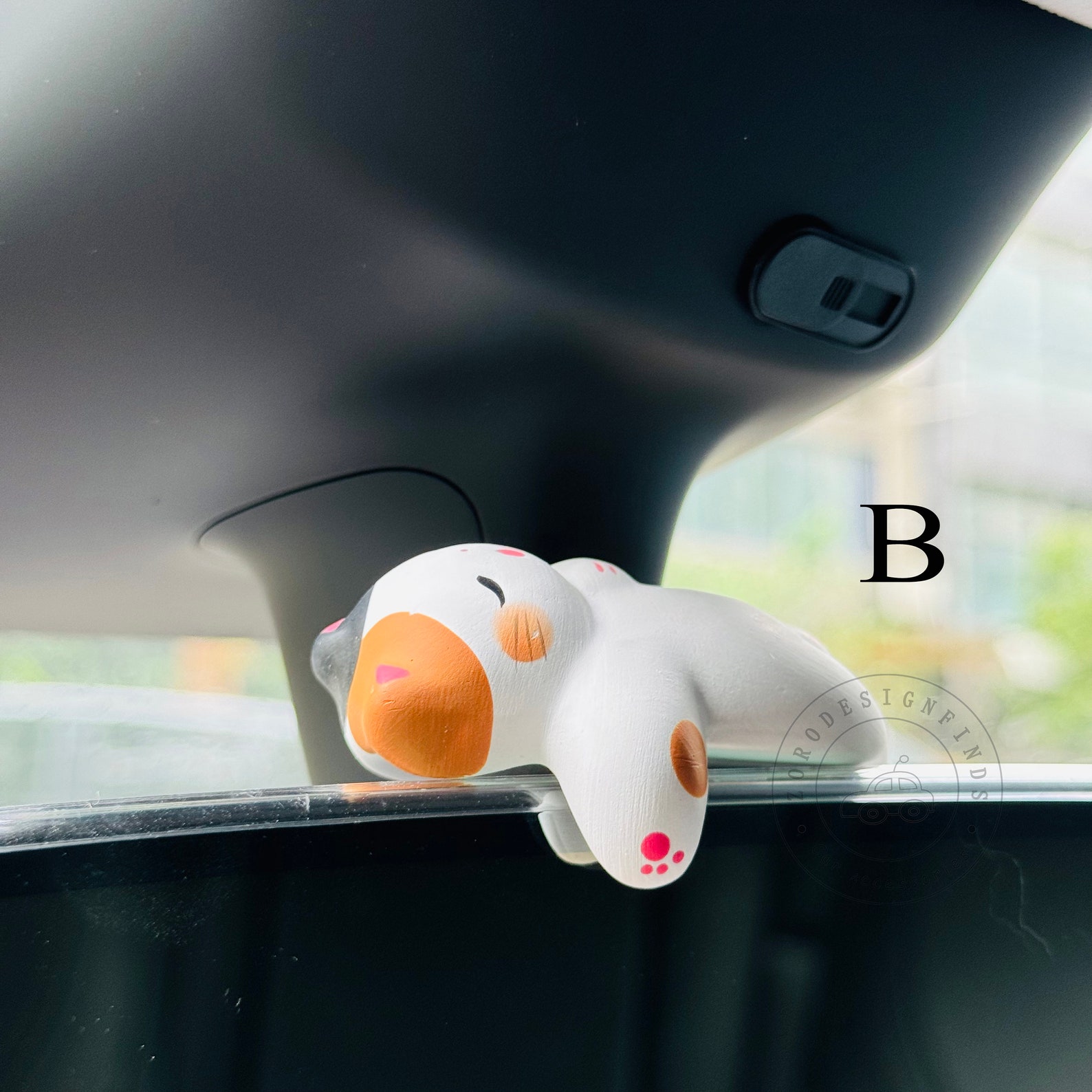 Cartoon Cat Car Review Mirror Decor, Cute Cat Figurine, Kawaii Car ...