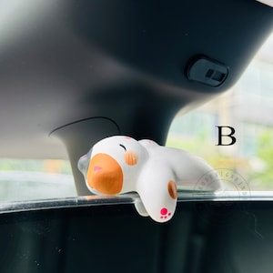 Cartoon Cat Car Review Mirror Decor, Cute Cat Figurine, Kawaii Car ...
