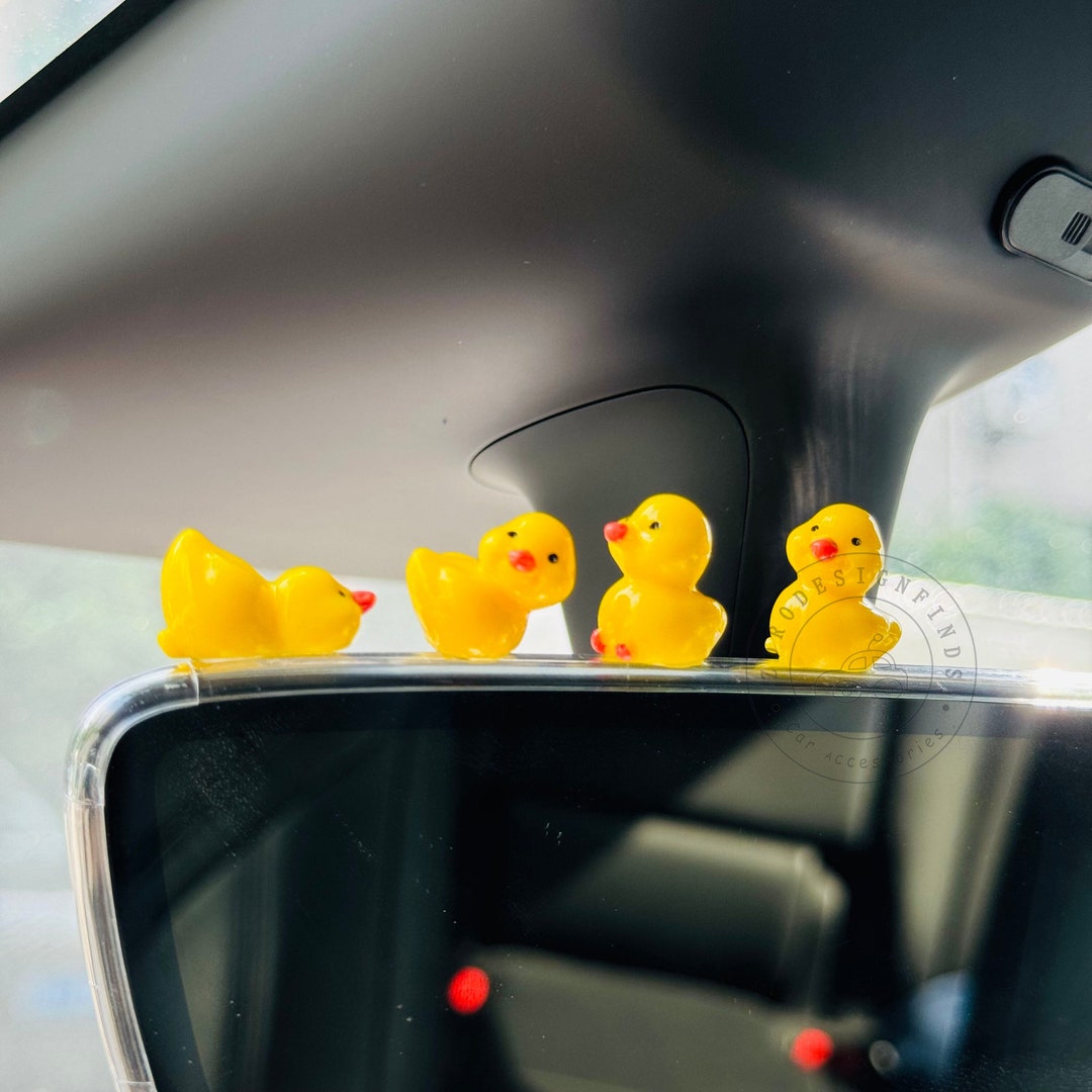 4PCS Mini Duck Car Figurine, Tiny Duck Car Decor, Car Rearview Mirror ...