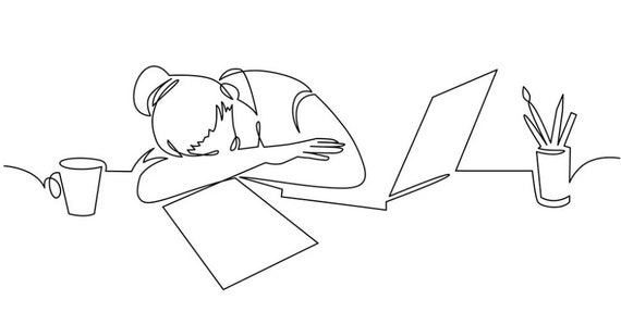 Girl Sleeping on Desk Continuous One Line Drawing Image - Etsy
