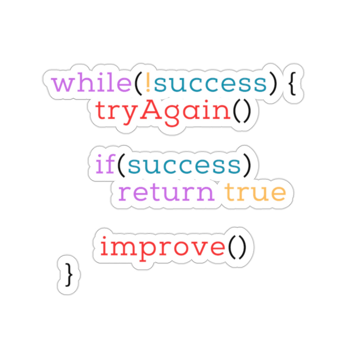 Don't Give up Never Quit Code Sticker Programming, Coding Gift ...