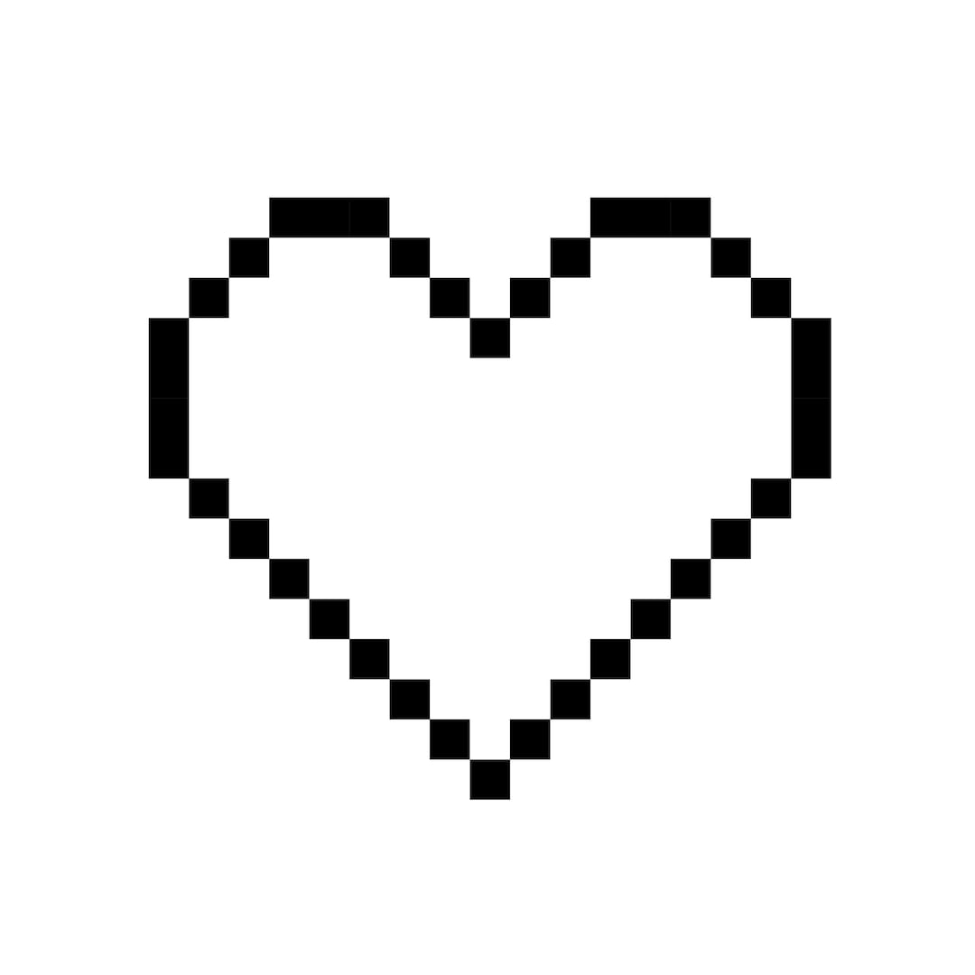 Black Pixel Line Heart Instant Download SVG, PNG, EPS, Pdf, Jpg Digital ...