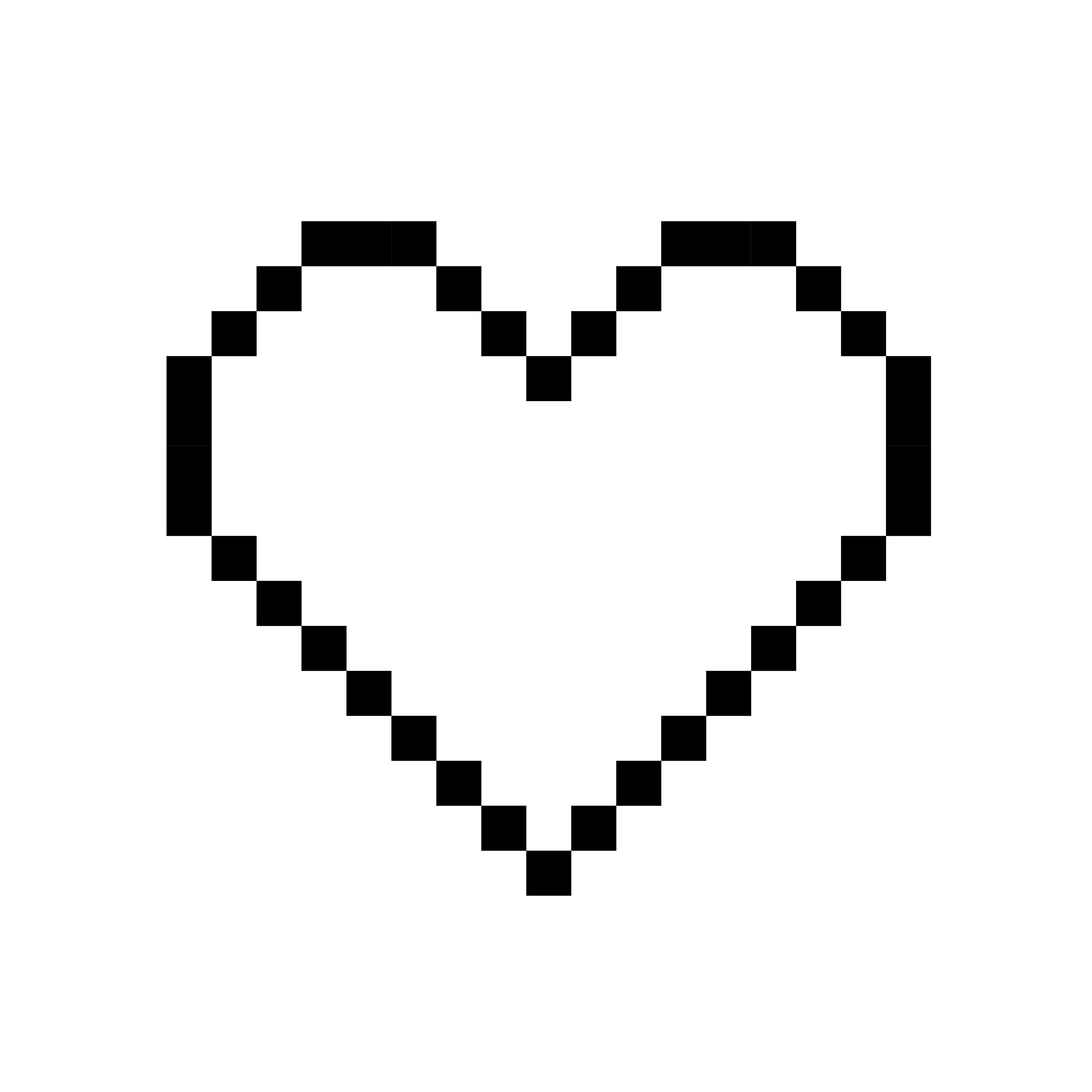 Black Pixel Line Heart Instant Download SVG, PNG, EPS, Pdf, Jpg Digital ...