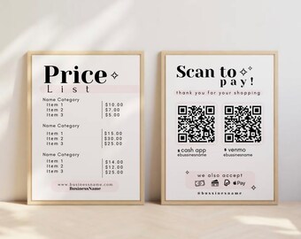 Scan to Pay Price List Printable - Etsy