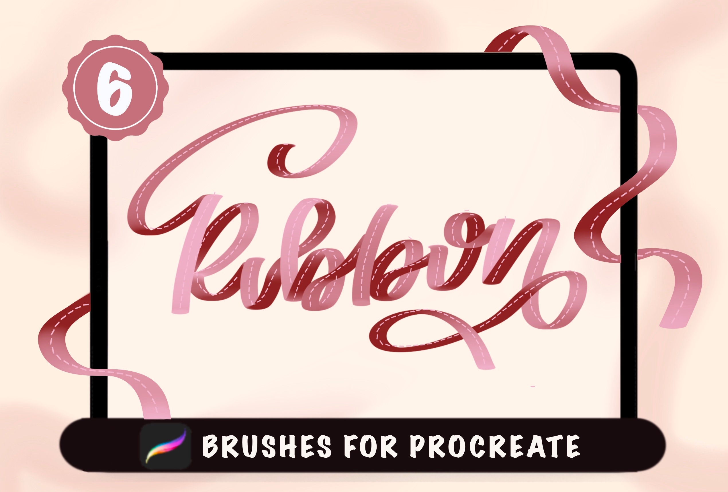 Ribbon Lettering Procreate Brush Set Ribbon Procreate - Etsy