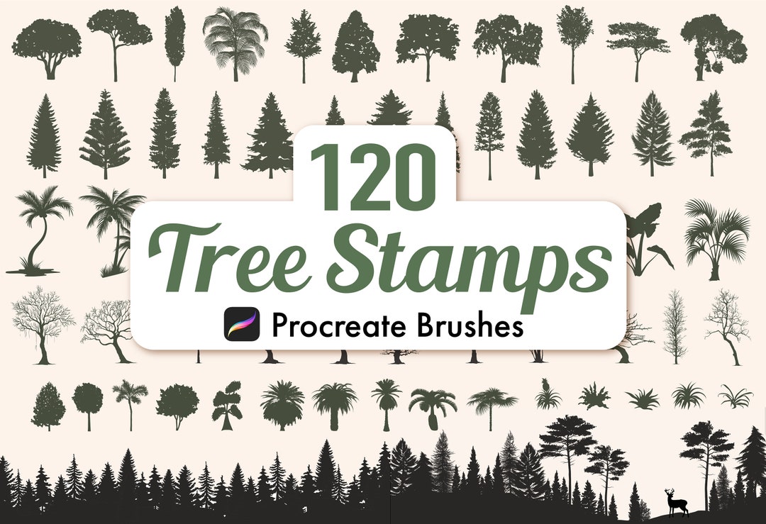 120 Procreate Tree Brushes,tree Silhouette Stamp Brush Set,procreate ...