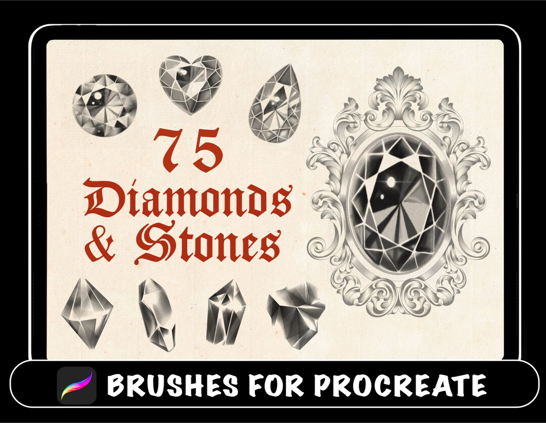 75 Diamond and Crystal Procreate Brushes, Jewelry Stones Gems Procreate ...