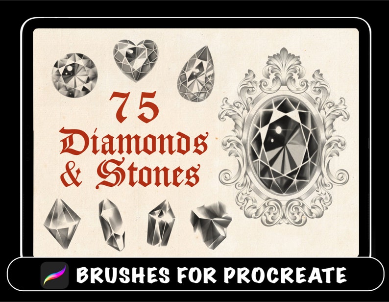 75 Diamond and Crystal Procreate Brushes, Jewelry Stones Gems Procreate ...