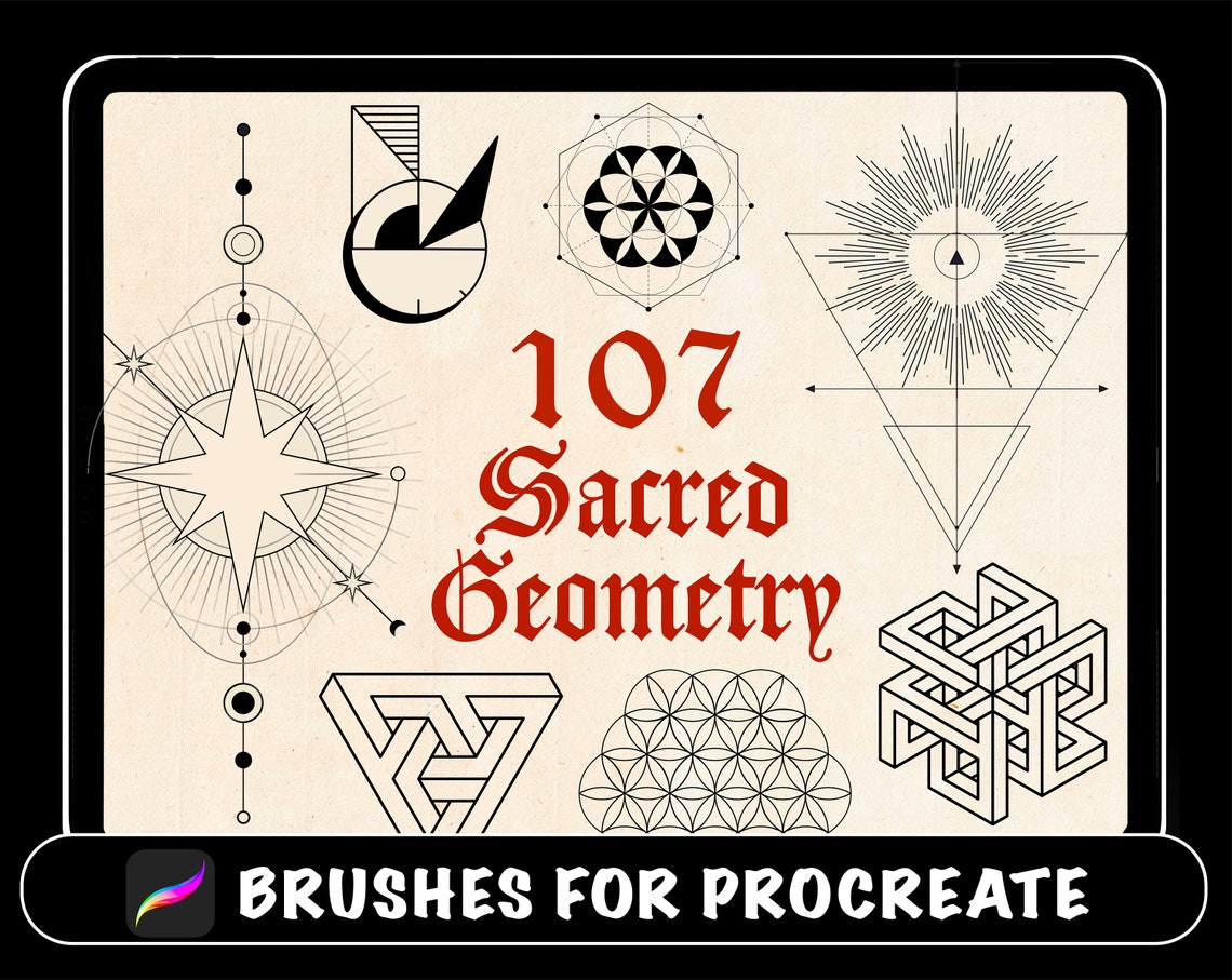 107 Sacred Geometry Procreate Brushes Sacred Ornament Tattoo - Etsy