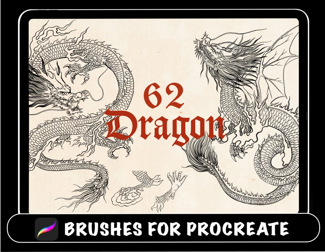 62 Procreate Dragon Tattoo Brushes Procreate Stamps Japanese - Etsy