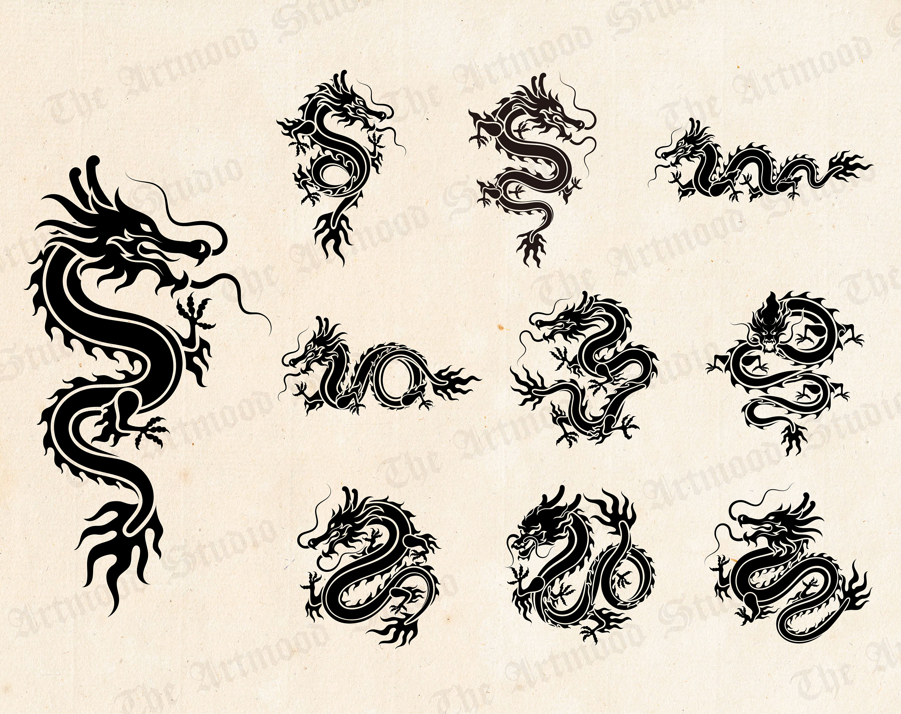 62 Procreate Dragon Tattoo Brushes, Procreate Stamps Japanese Dragon ...