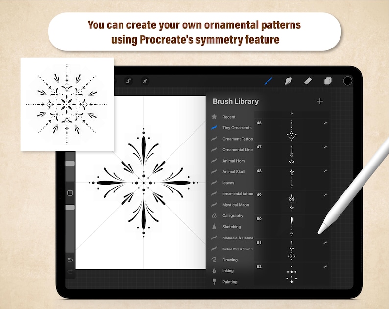 Tiny Ornaments Tattoo Procreate Brushes, Mini Procreate Stamp Ornament Tattoo, Tiny Tattoo ...
