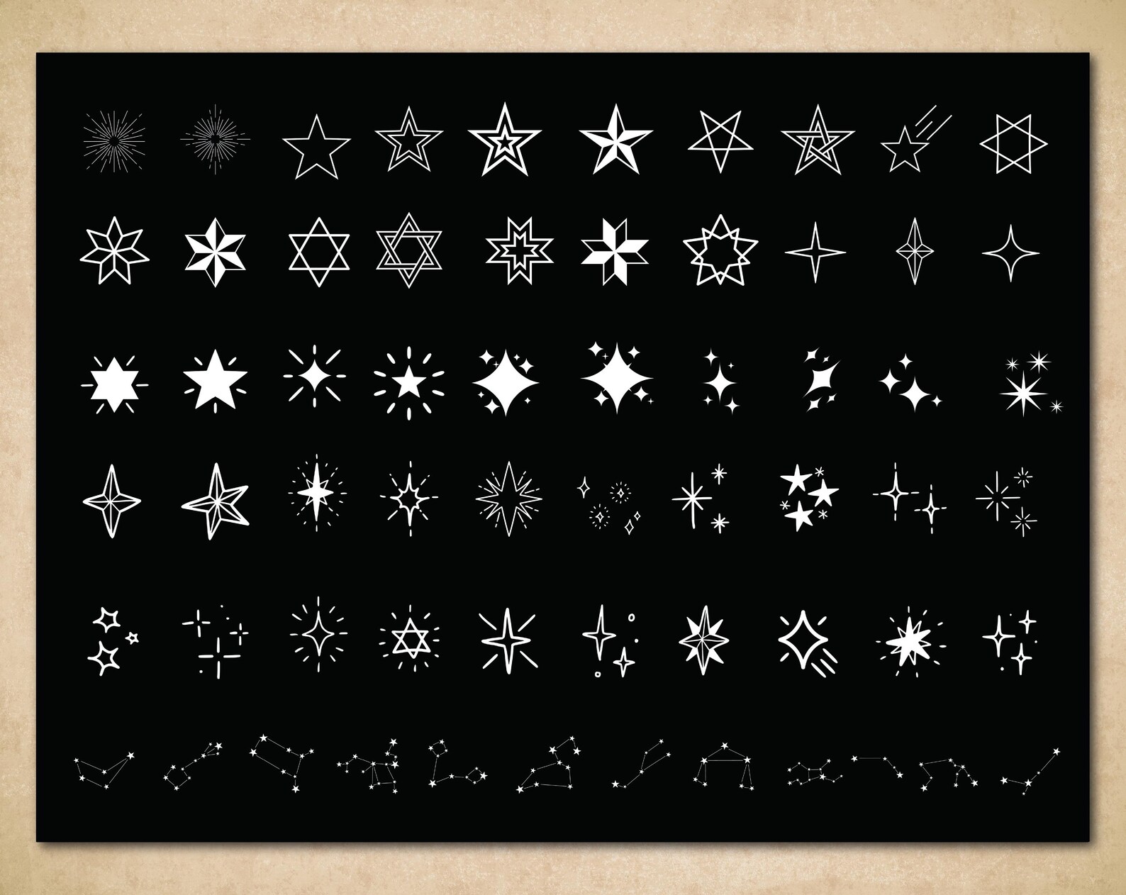 131 Star and Sparkle Procreate Brushes, Stars Texture Brushes, Galaxy ...