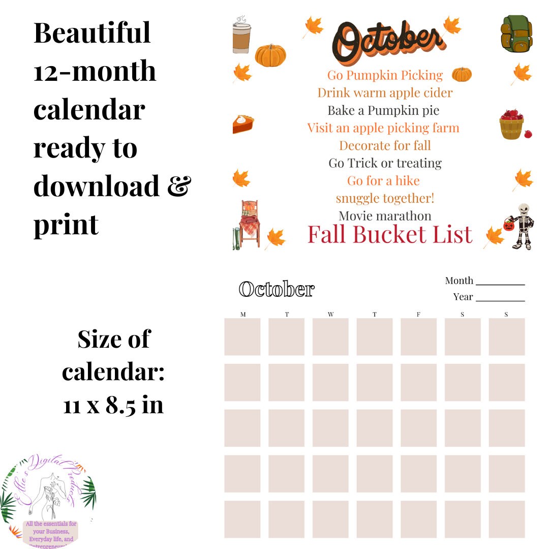 12 Month Fill in Yourself Calendar - Etsy