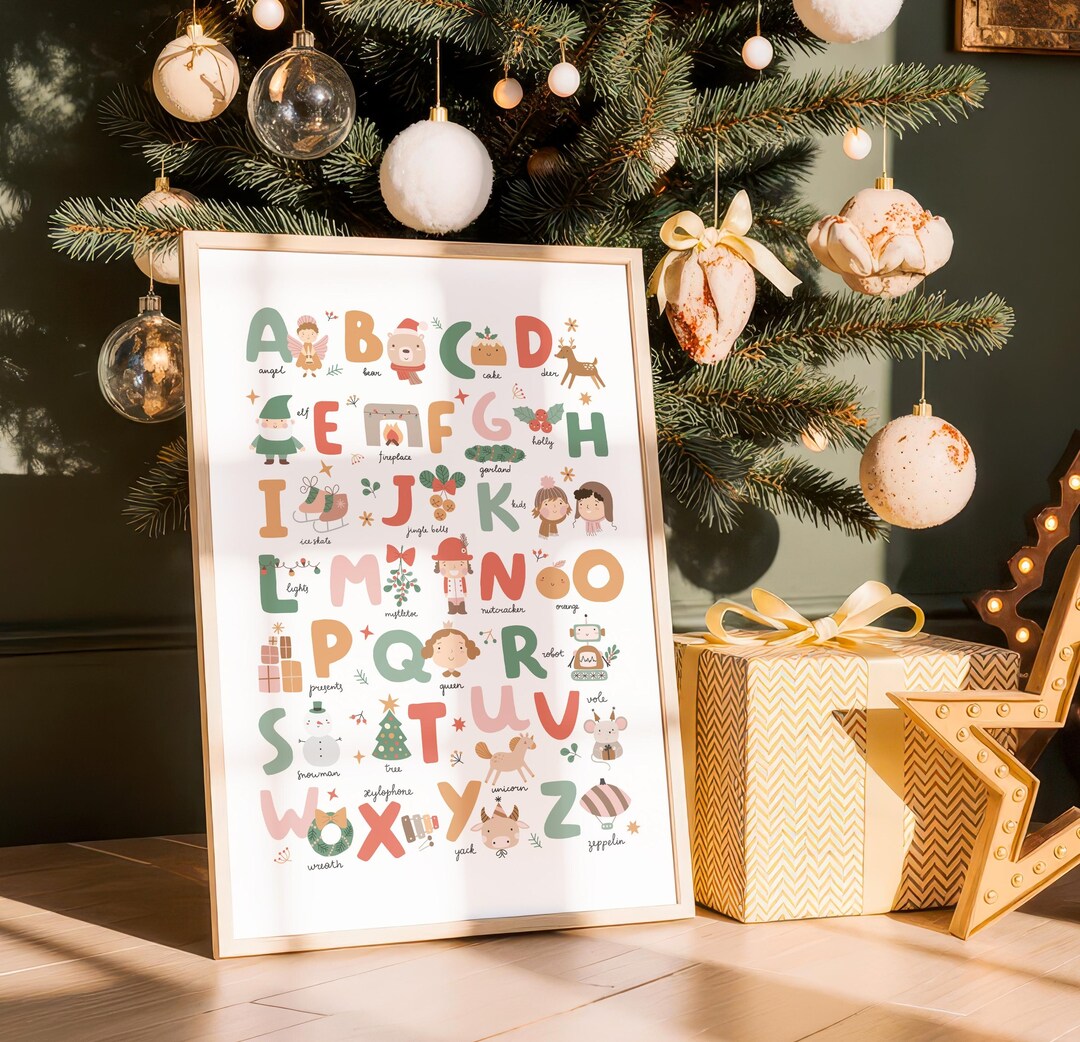 Alphabet Poster Christmas Cute ABC With Christmas Motifs Printable ...