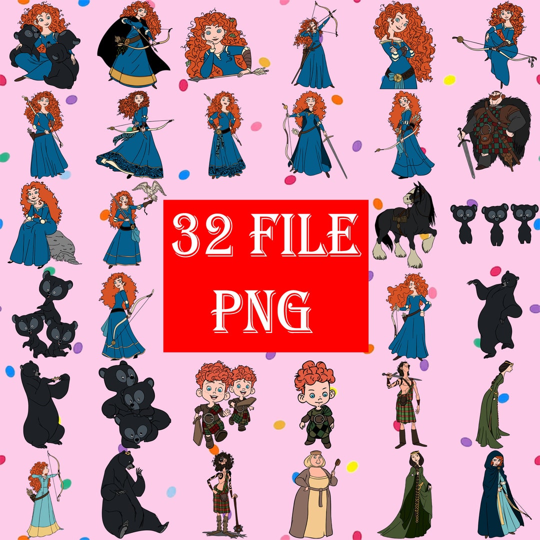 Brave Merida Clipart Digital PNG Printable Party - Etsy