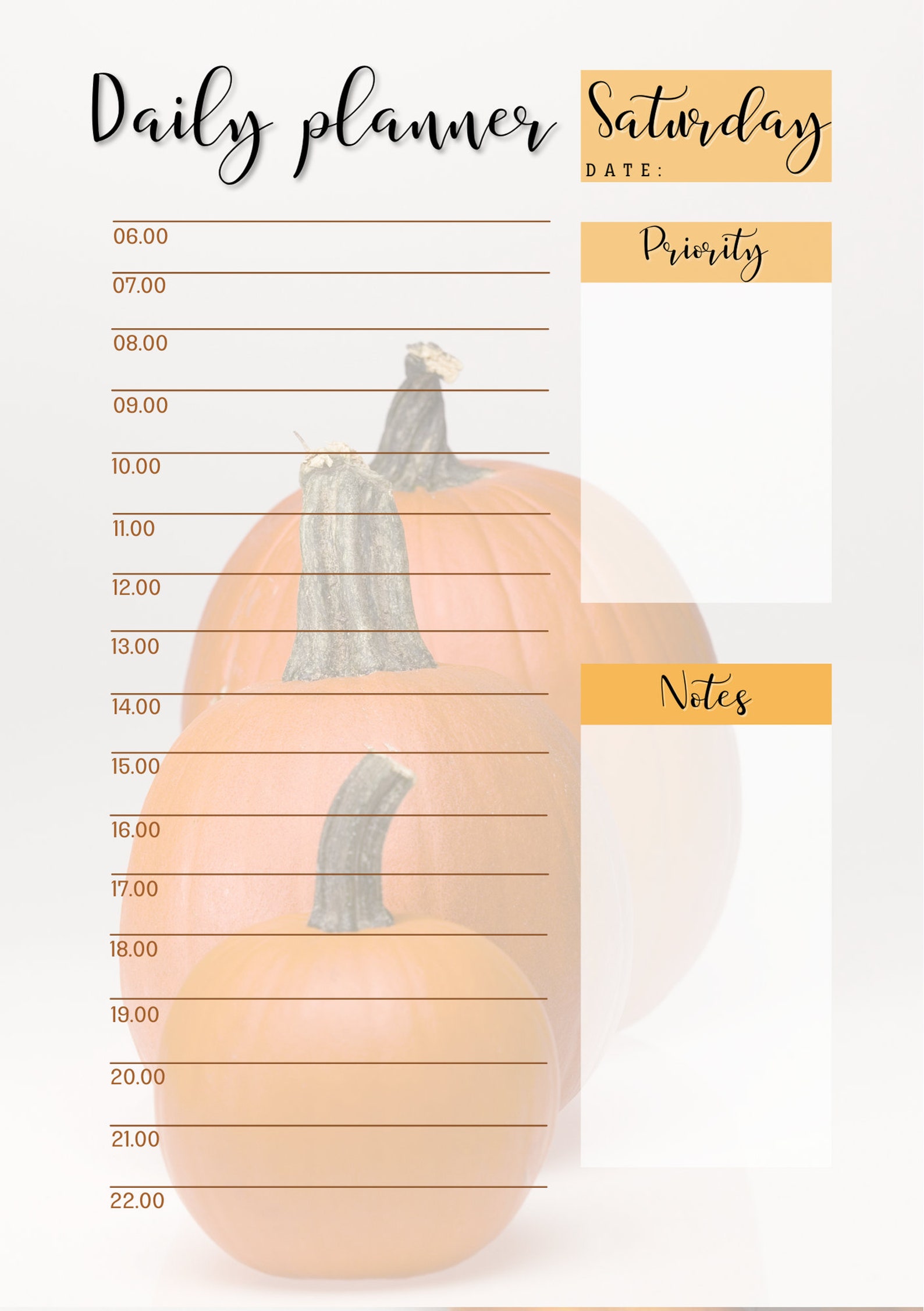 Daily Printable Planner Inserts Hello Fall Pumpkin Undated - Etsy