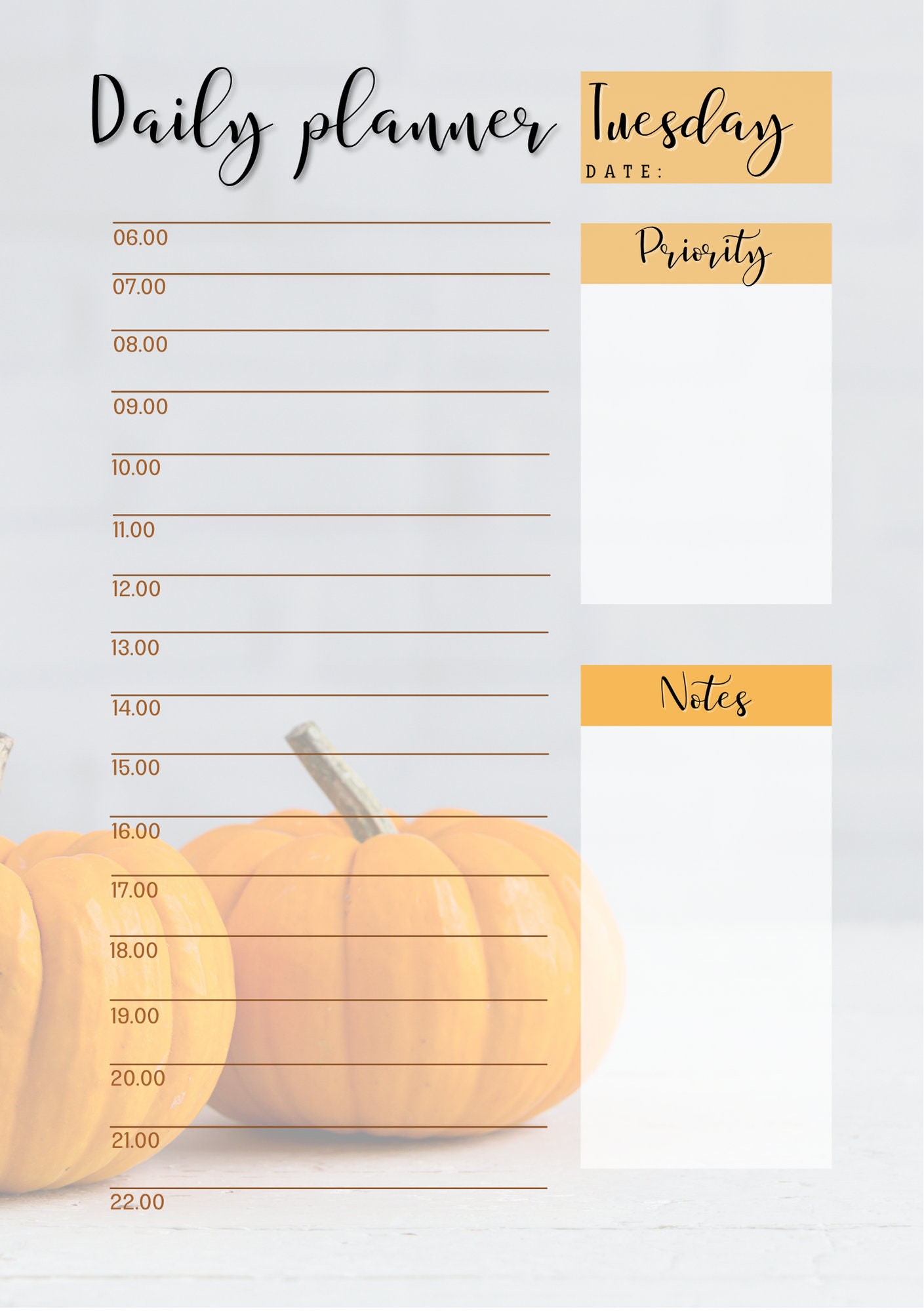 Daily Printable Planner Inserts Hello Fall Pumpkin Undated - Etsy