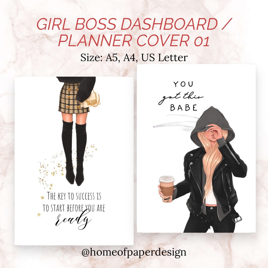 Girl Boss Printable Dashboard, Set of 2 Planner Cover, Girl Boss Quotes ...