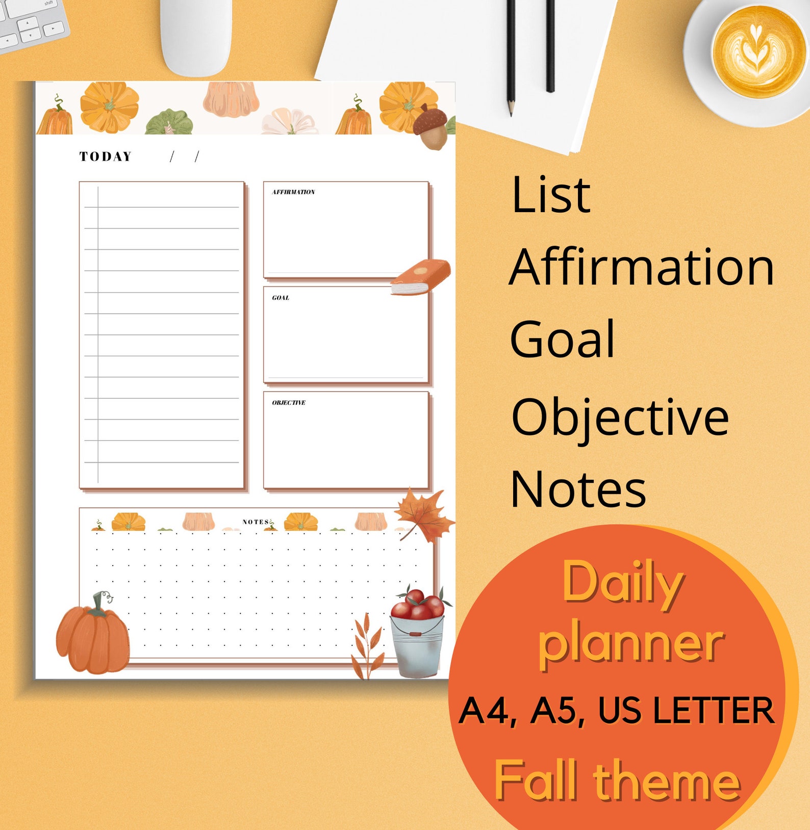 Daily Fall Planner, Fall Aesthetic, to Do List, Creative Planner, Fall ...