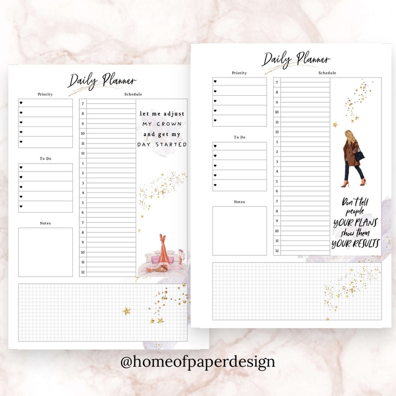 GIRL BOSS DAILY 6 Pages Planner Printable Inserts, A5, A4, Us Letter ...