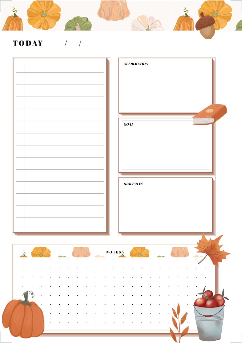 Daily Fall Planner, Fall Aesthetic, to Do List, Creative Planner, Fall ...