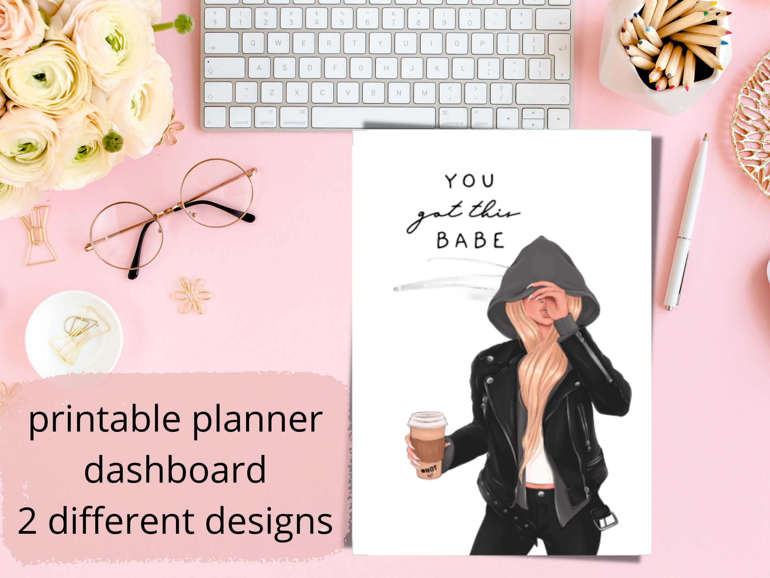 Girl Boss Printable Dashboard, Set of 2 Planner Cover, Girl Boss Quotes ...