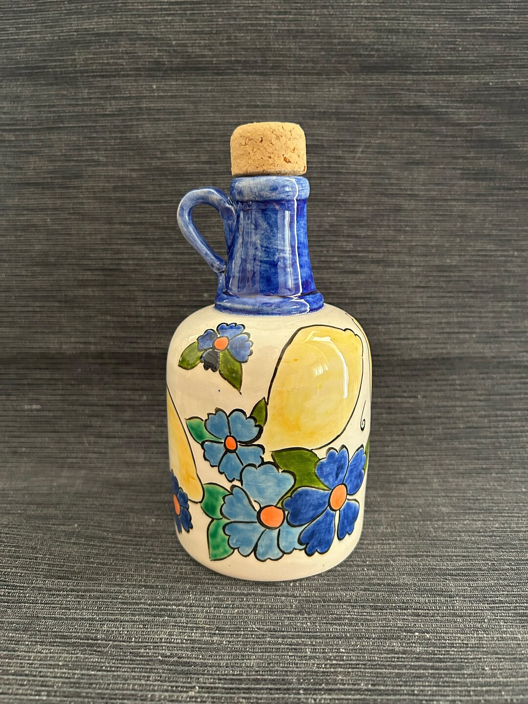 Ceramic Lemon Oil Bottle, Ceramic Kitchen Decor, Lemon Patterned Oil ...