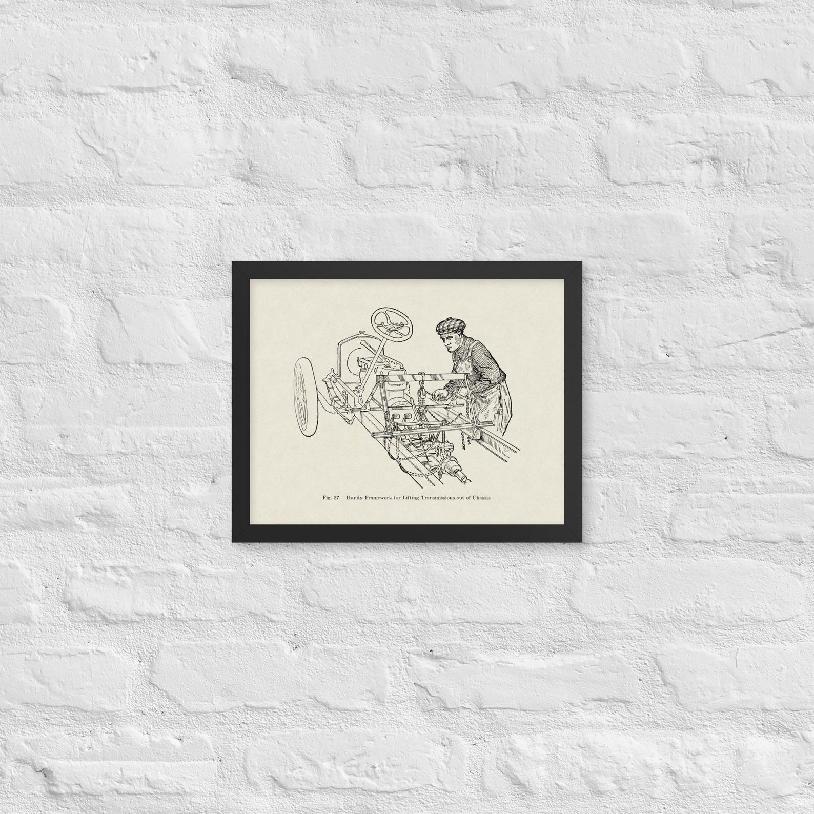 Vintage Antique Early Car Guy Mechanic Working 1920's Drawing Framed ...