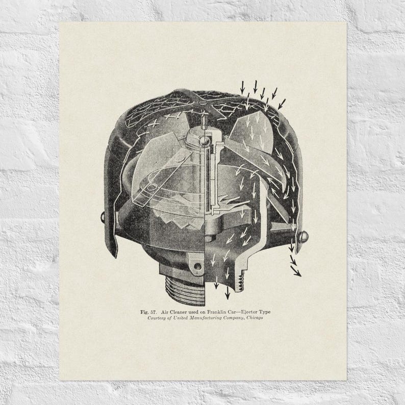 Antique Early Car Engine Air Cleaner Design Diagram Illustration Poster ...