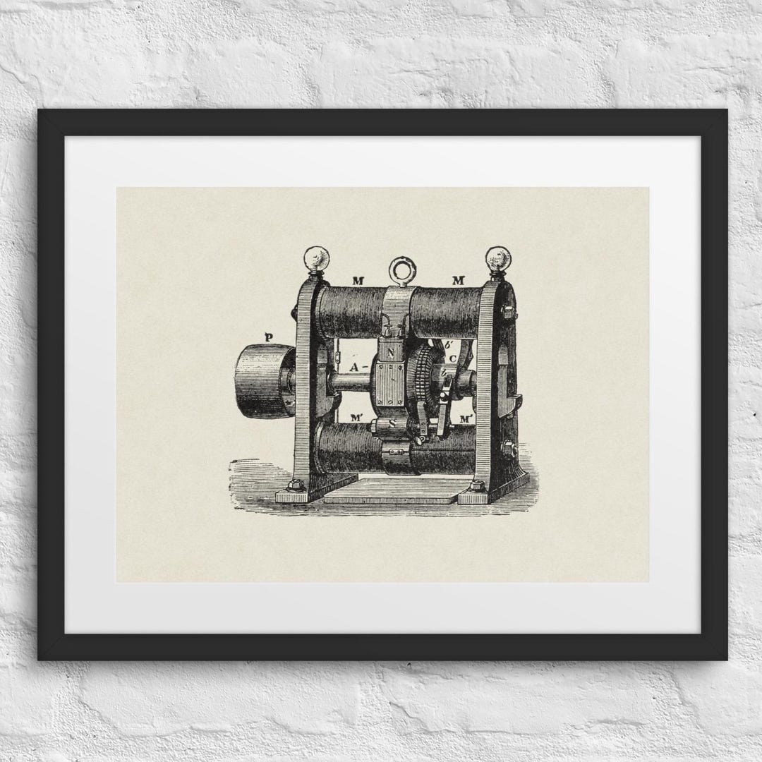 Antique Dynamo Motor Electromagnet Device Generator Diagram Drawing ...