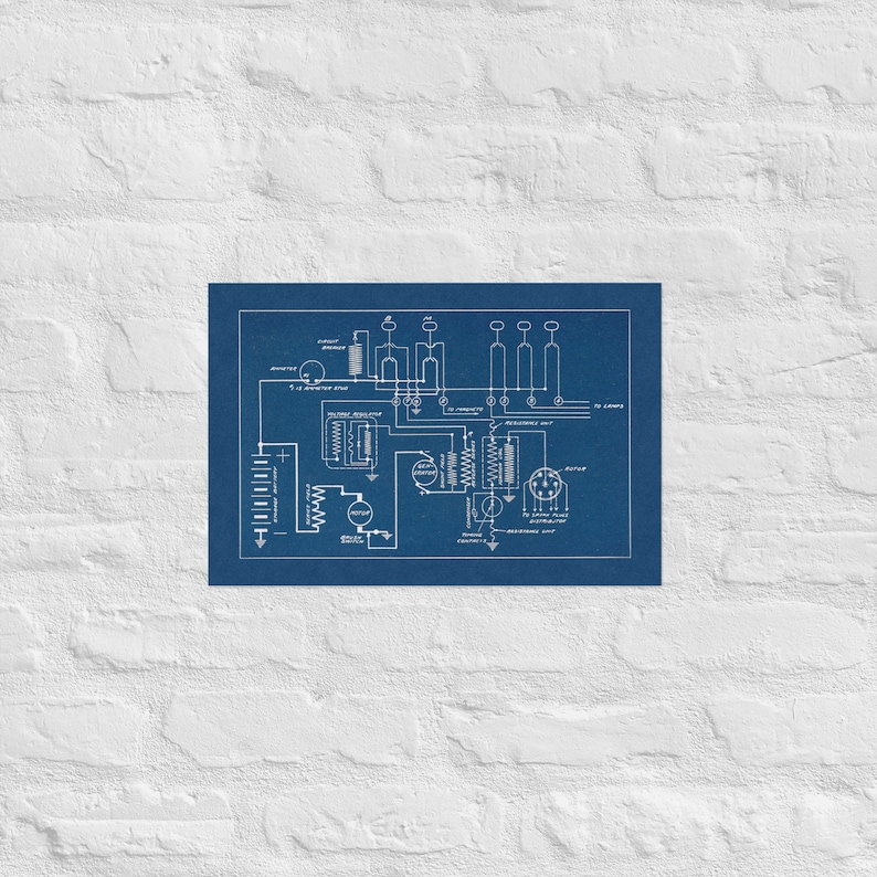 Automotive Blueprint Wiring Diagram - Poster Print - Etsy