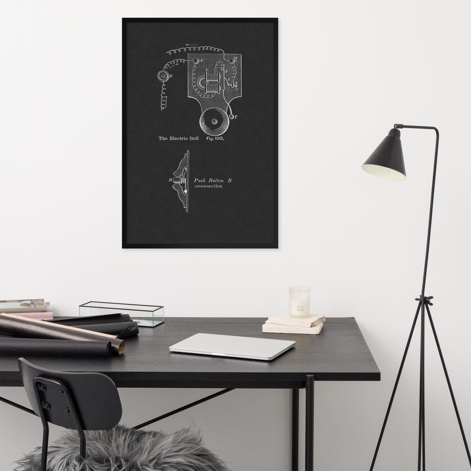 Antique Electric Bell Diagram Drawing Framed Poster - Etsy