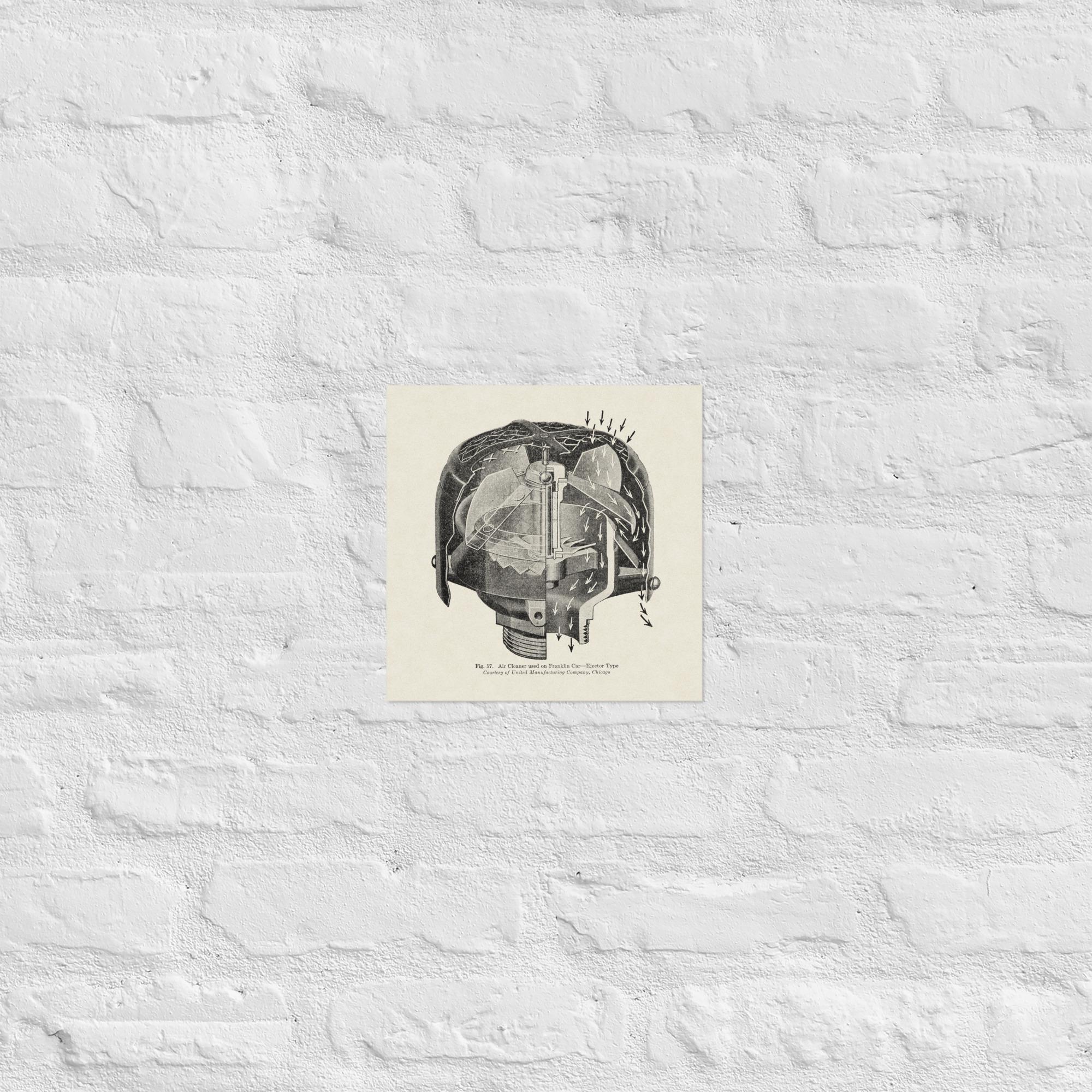 Antique Early Car Engine Air Cleaner Design Diagram Illustration Poster ...