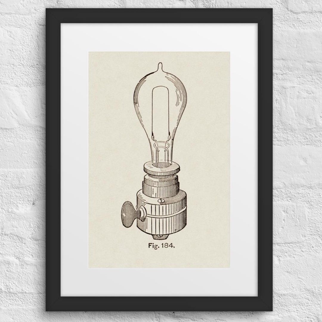 Antique Early First Light Bulb Technology Arc Lamp Framed Poster - Etsy