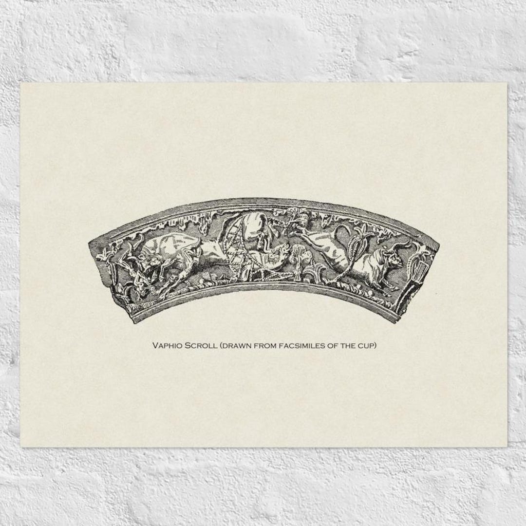 Ancient Greece Vaphio Cup Scroll Drawing Bull Capturing Poster - Etsy