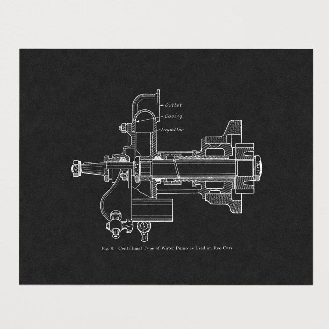 Antique Car Automobile Water Pump Design Diagram Blueprint Drawing ...